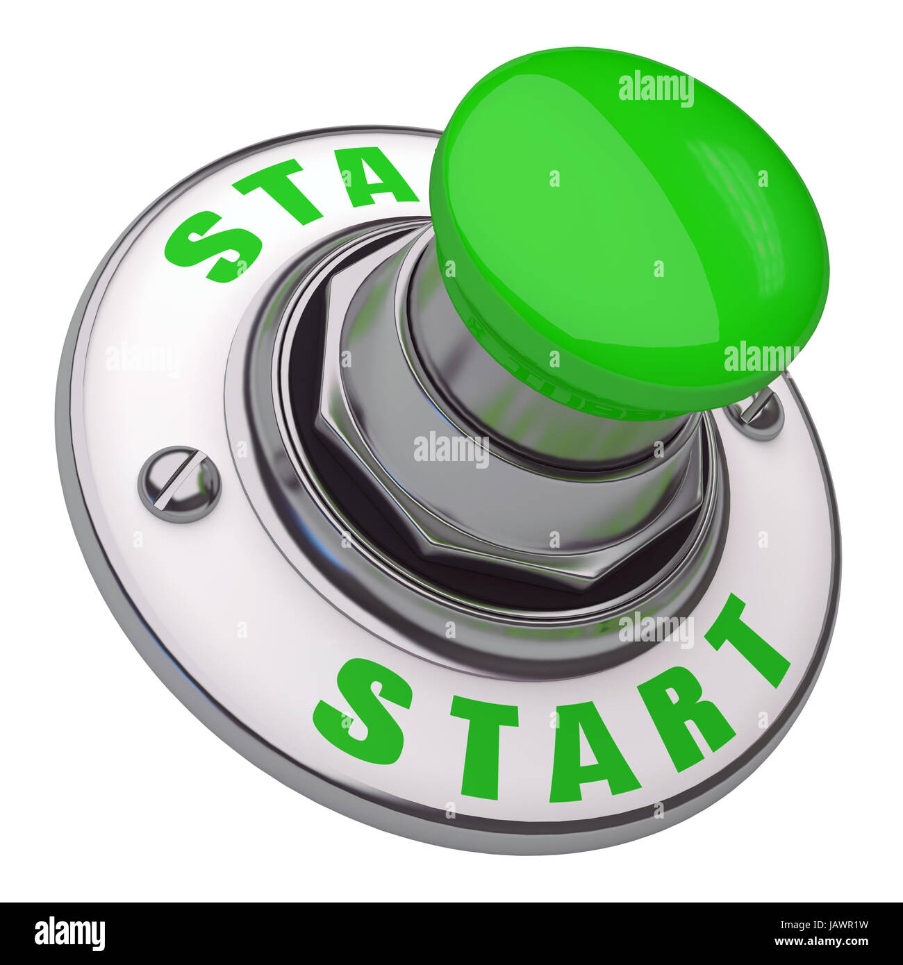 Button rugged metal screwed on white background Stock Photo - Alamy