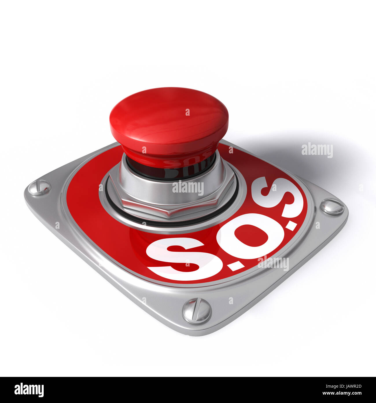 Red button with S.O.S on white background Stock Photo - Alamy