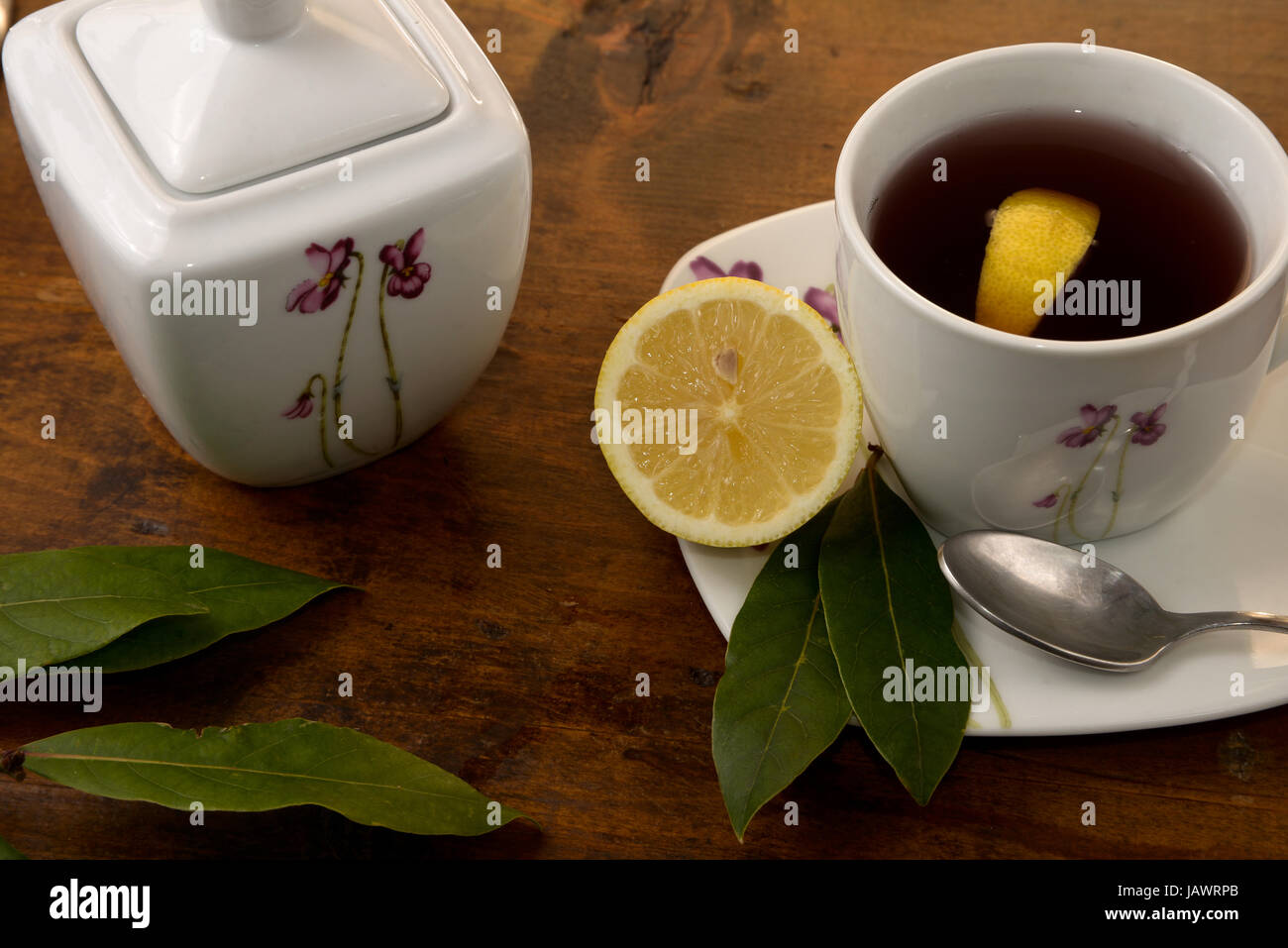 Infusion of various fruits flavored with a slice of lemon. relaxing ...