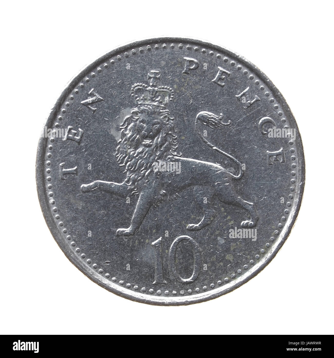 Ten Pence coin isolated over a white background Stock Photo - Alamy
