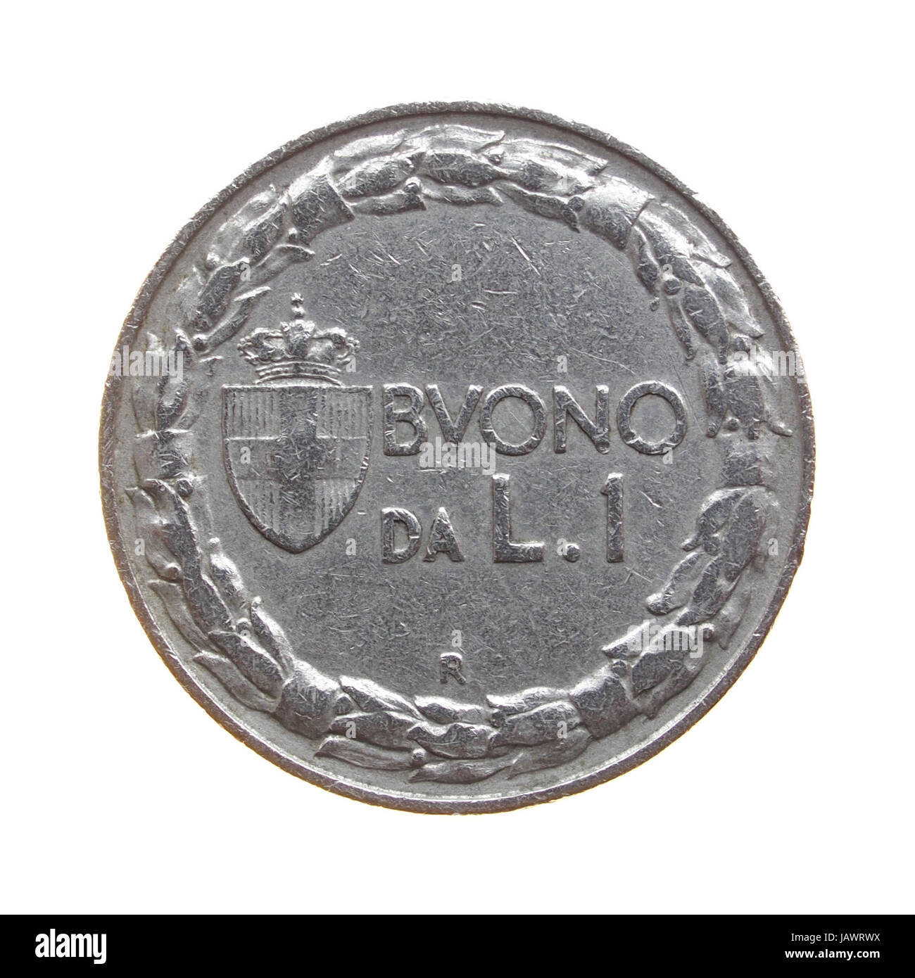 Ancient Italian coin isolated over a white background Stock Photo - Alamy