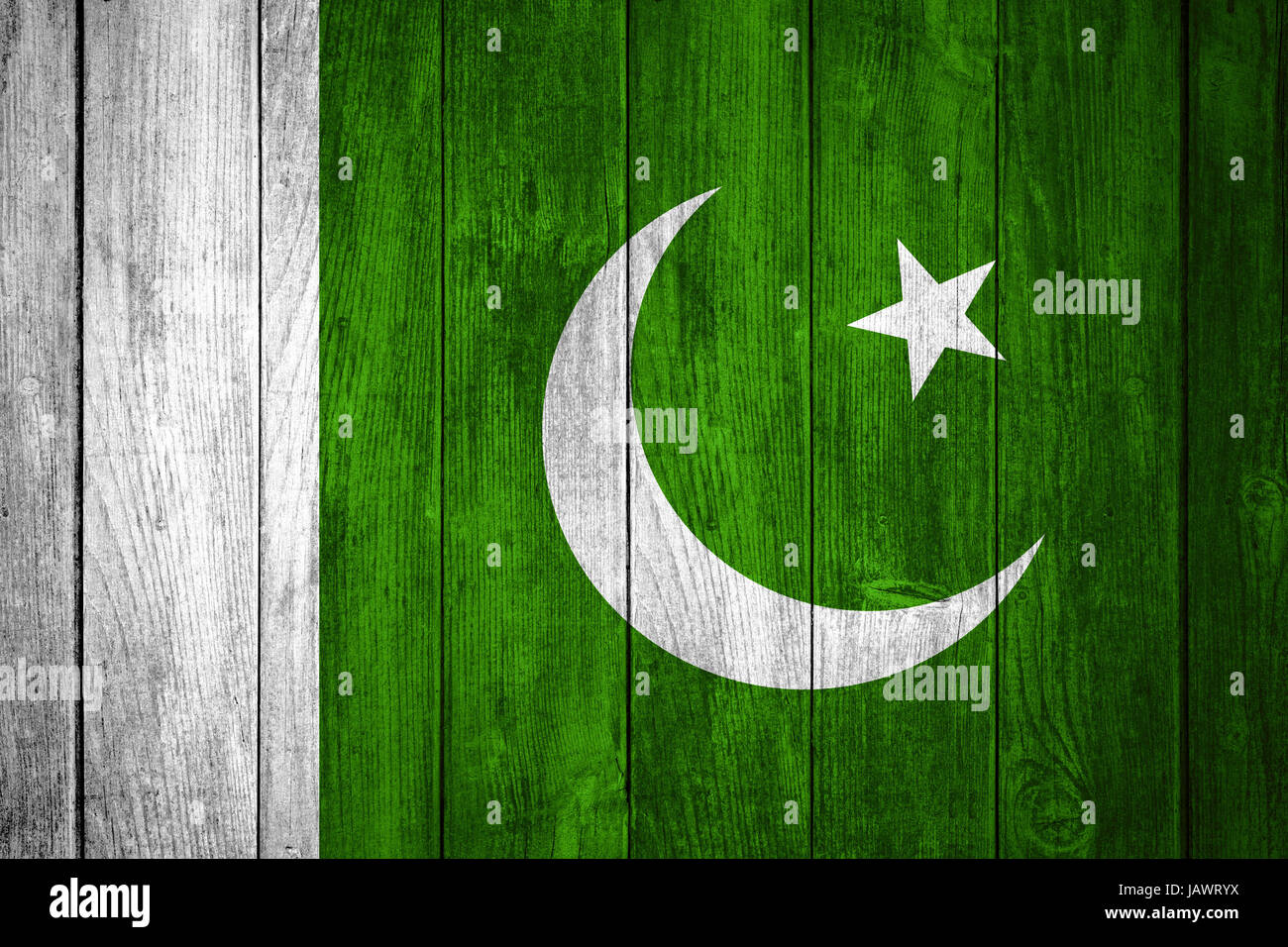 flag of Pakistan or blue, white and green Pakistani banner on wooden ...
