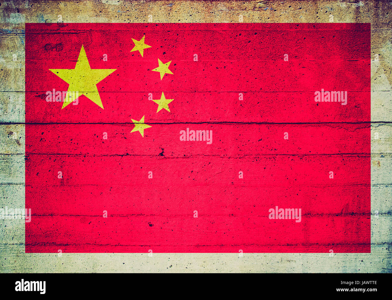 Vintage looking Flag of China over concrete wall background Stock Photo ...
