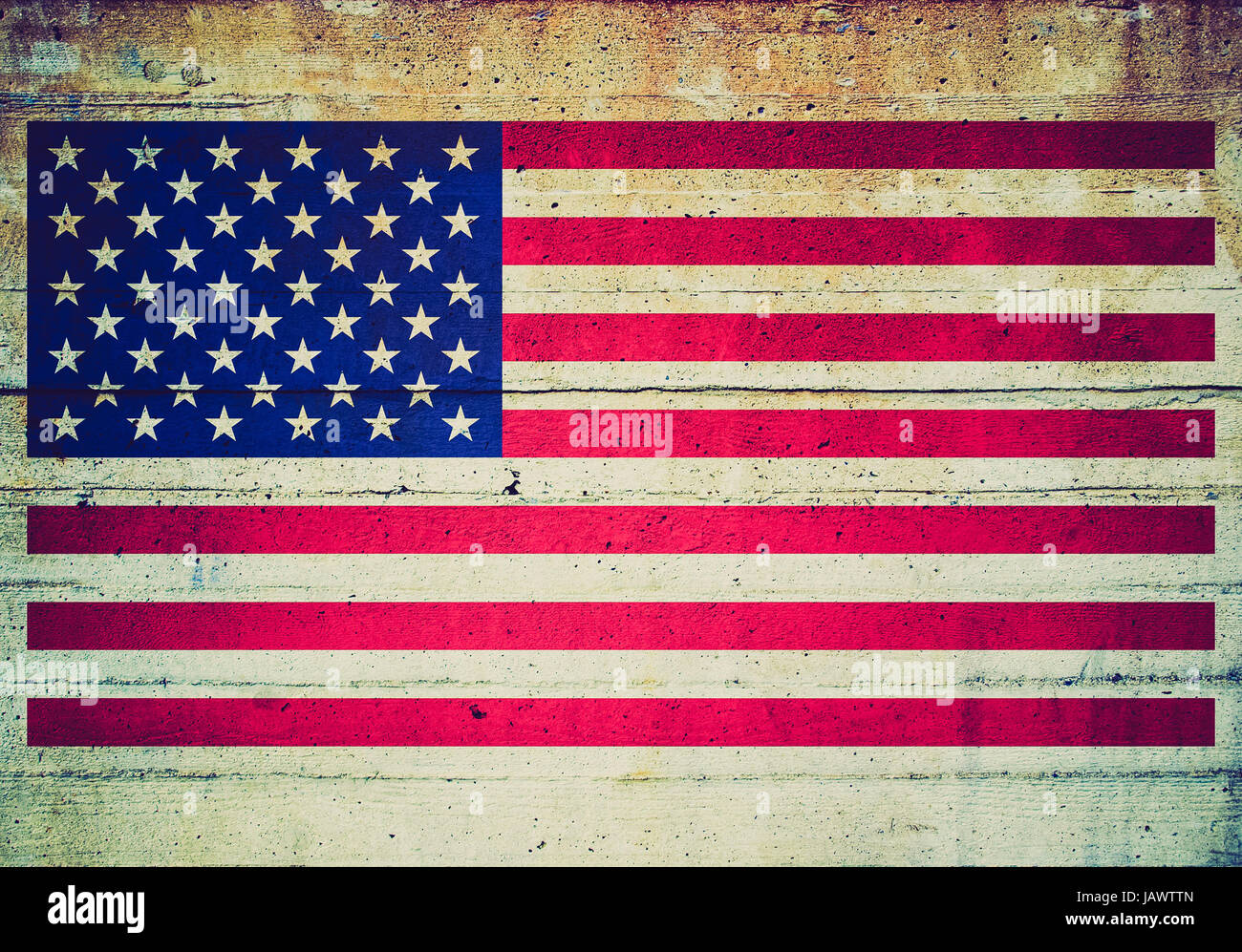 Vintage looking Flag of USA over concrete wall background Stock Photo ...