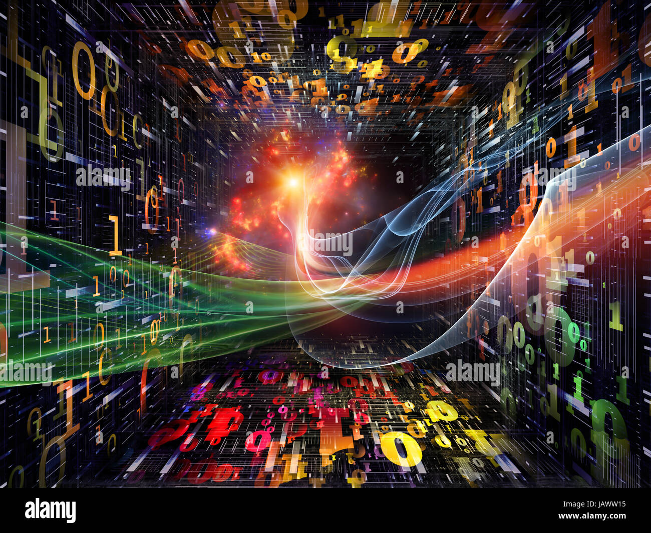 Number Tunnel series. Backdrop composed of colorful numbers and light ...