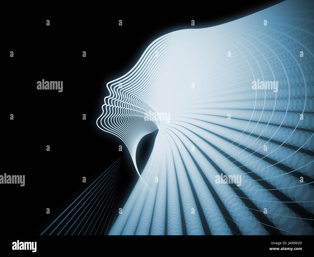 Geometry of Soul series. Arrangement of profile lines of human head on ...