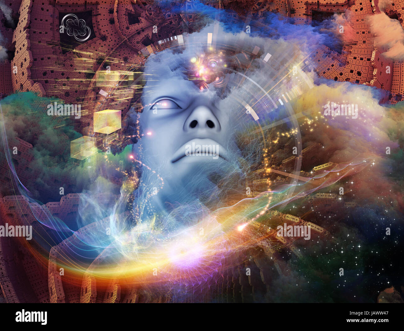 Beyond Human series. Collage of human, geometric and natural forms on ...