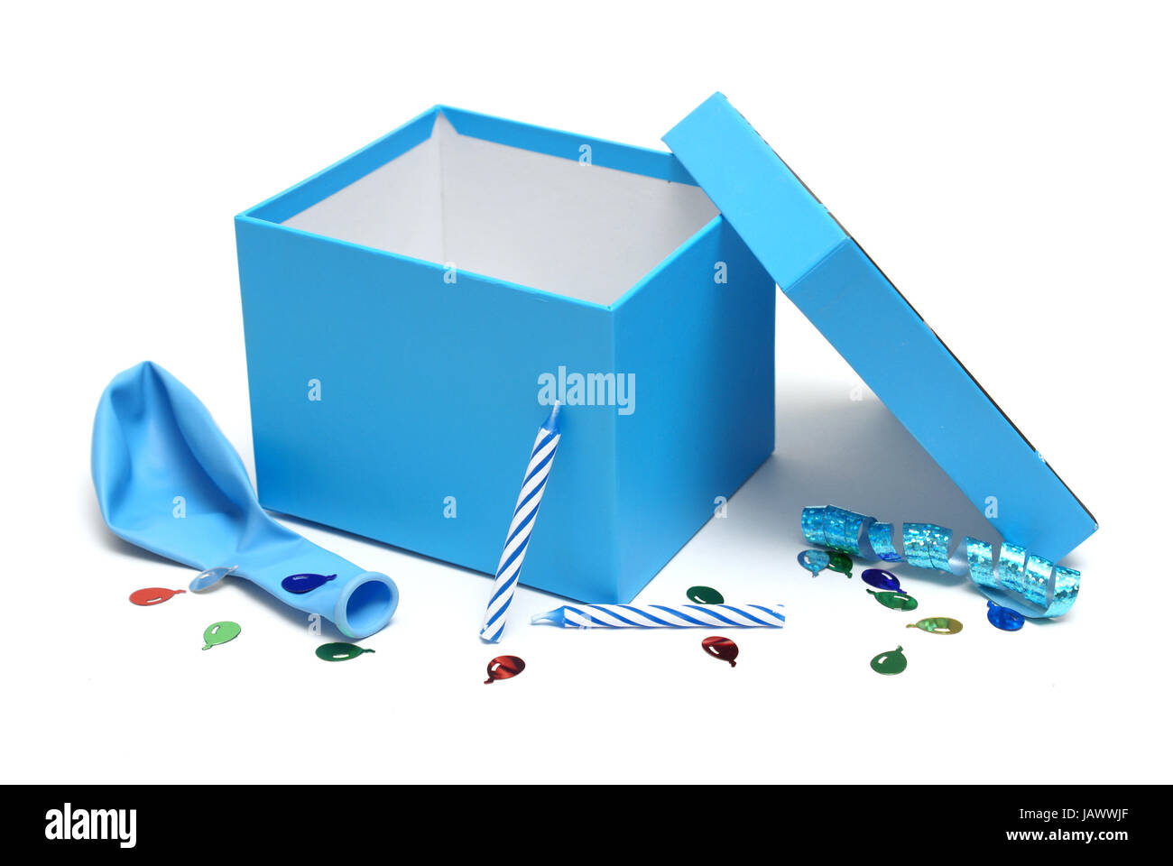 A blue themed birthday gift box Stock Photo - Alamy