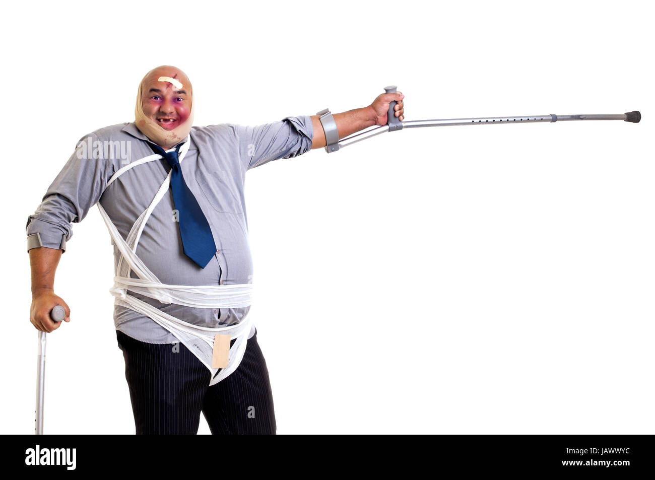 Injured large man isolated in white Stock Photo - Alamy