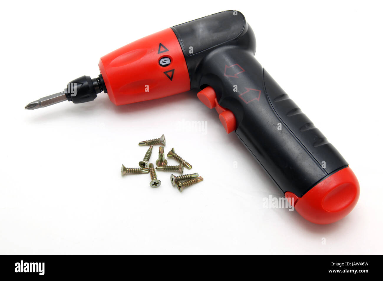 battery wireless screwdriver and set of screw Stock Photo - Alamy