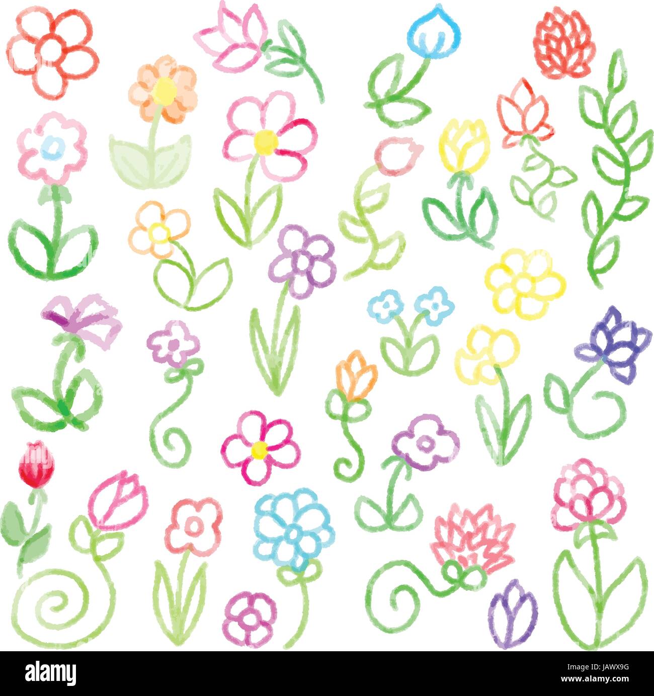 Cute kids drawing crayon Stock Vector Images - Alamy