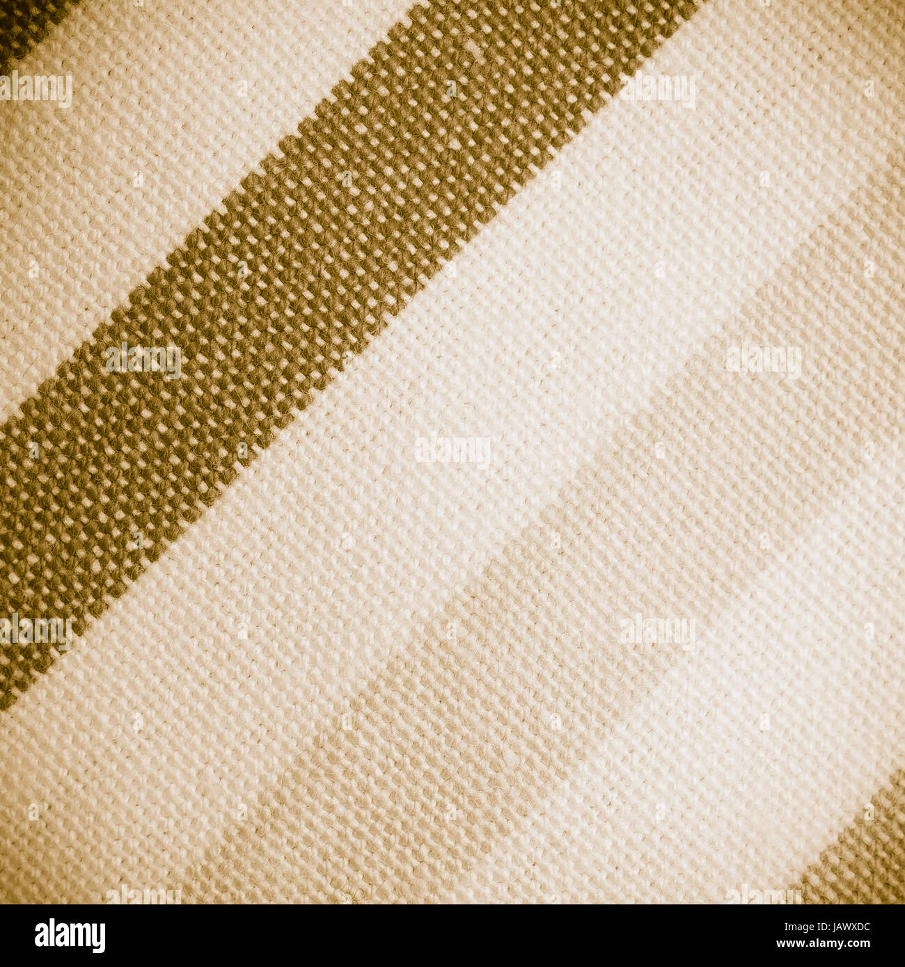 Closeup diagonal striped fabric textile sepia tone as background ...