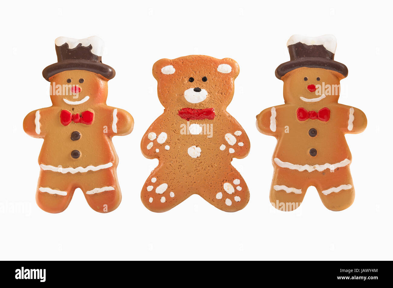 Gingerbread cookies isolated over white background with clipping path ...