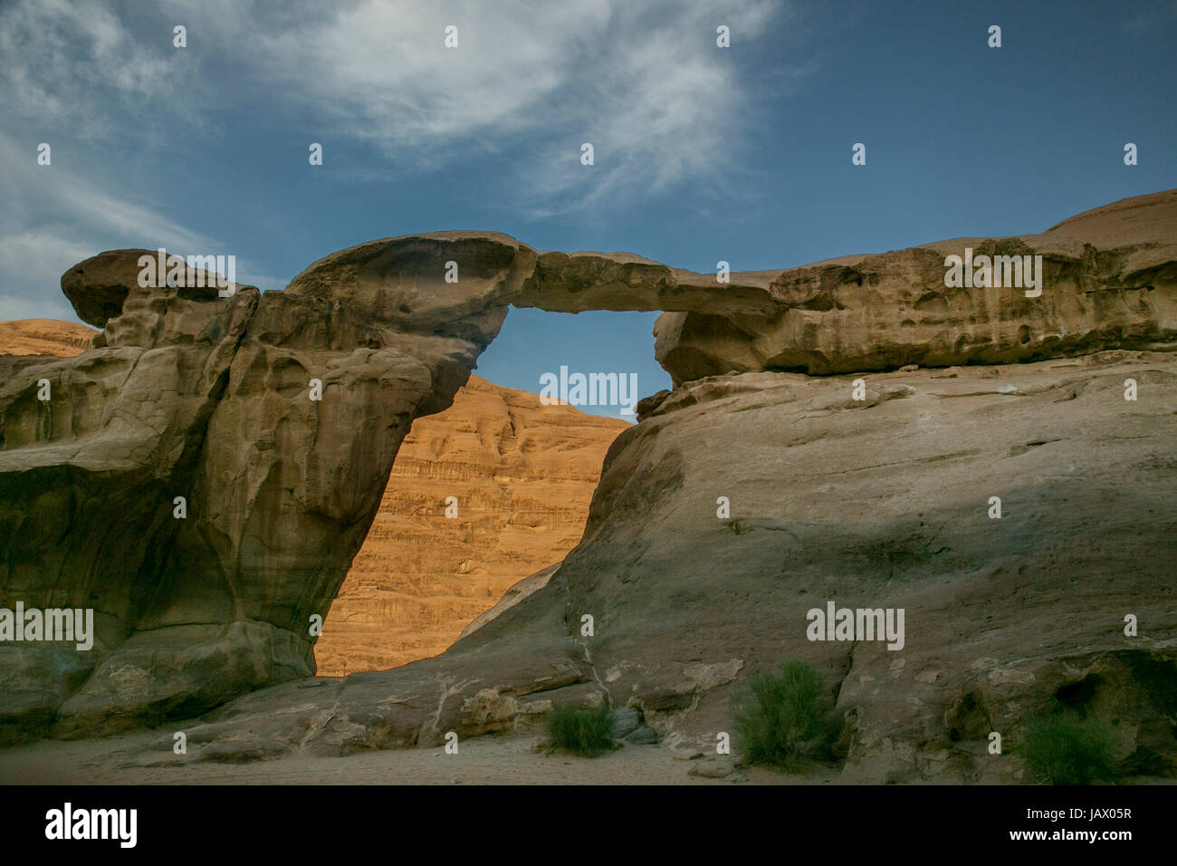 Burdah rock bridge in Wadi Rum, Jordan Stock Photo - Alamy