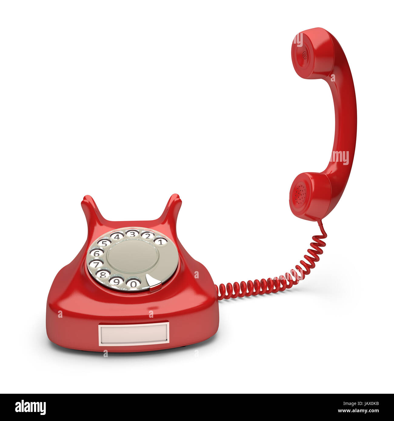Red phone with empty label. Your number on label Stock Photo - Alamy