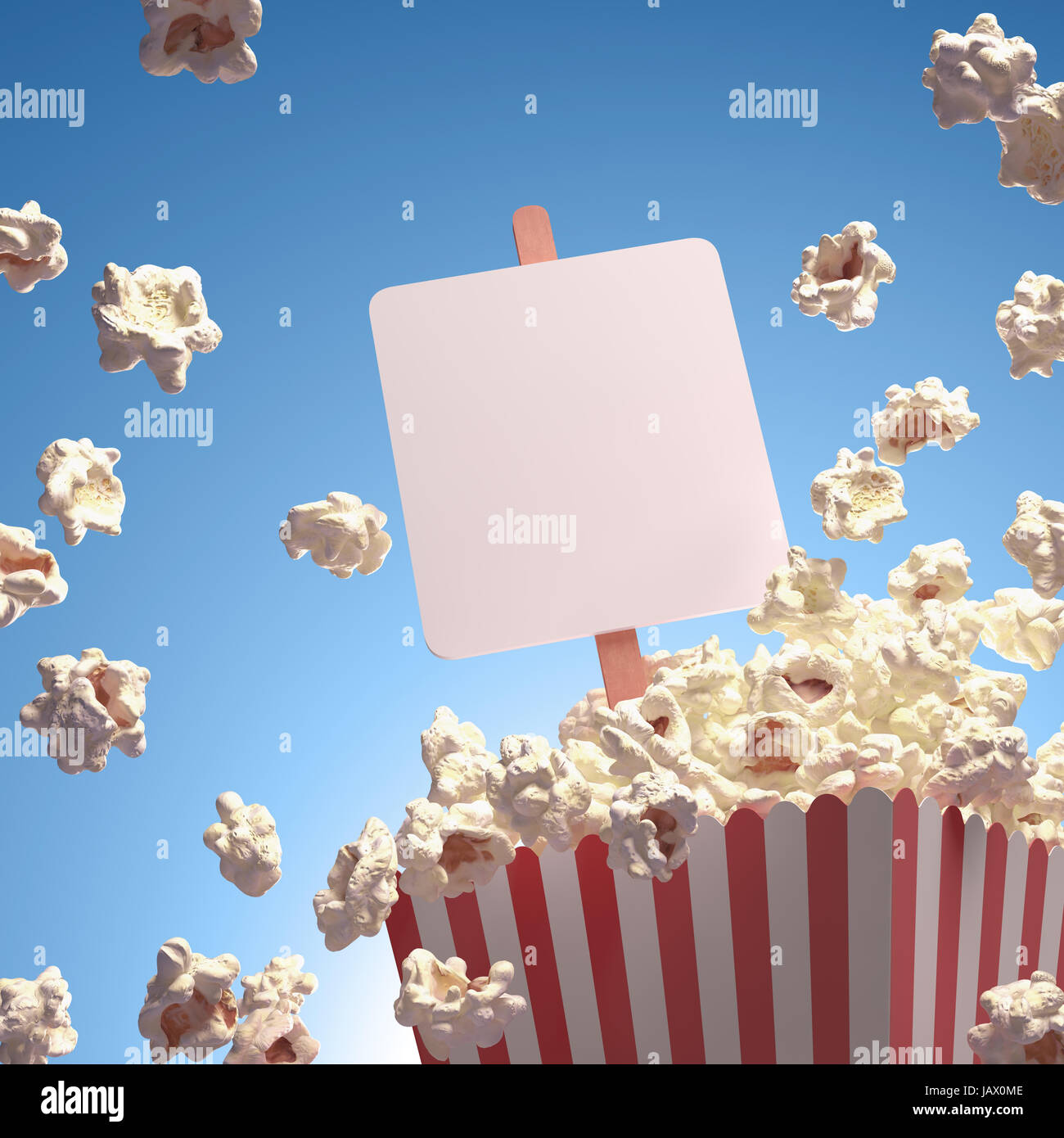Popcorn exploding everywhere. Your text on the whiteboard Stock Photo ...