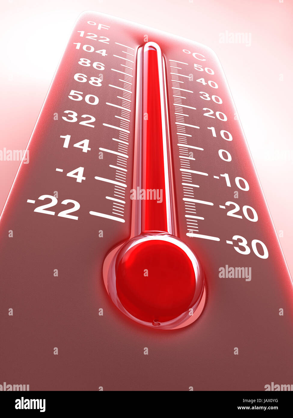 Thermometer turning red because of high temperature Stock Photo - Alamy