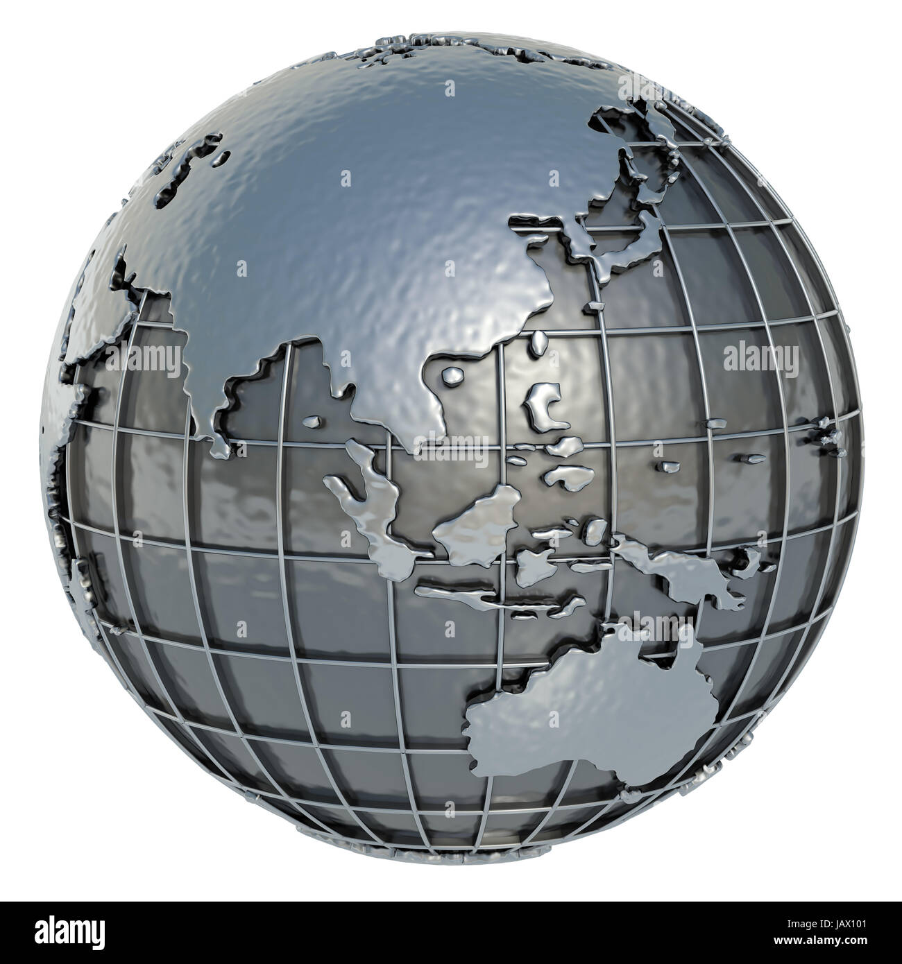 The Planet Earth made of metal on a white background Stock Photo - Alamy