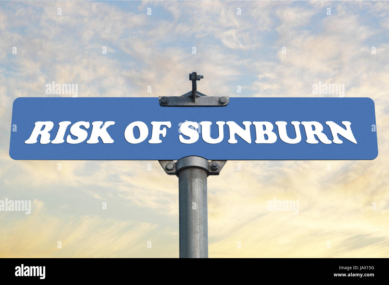 Risk of sunburn road sign Stock Photo - Alamy