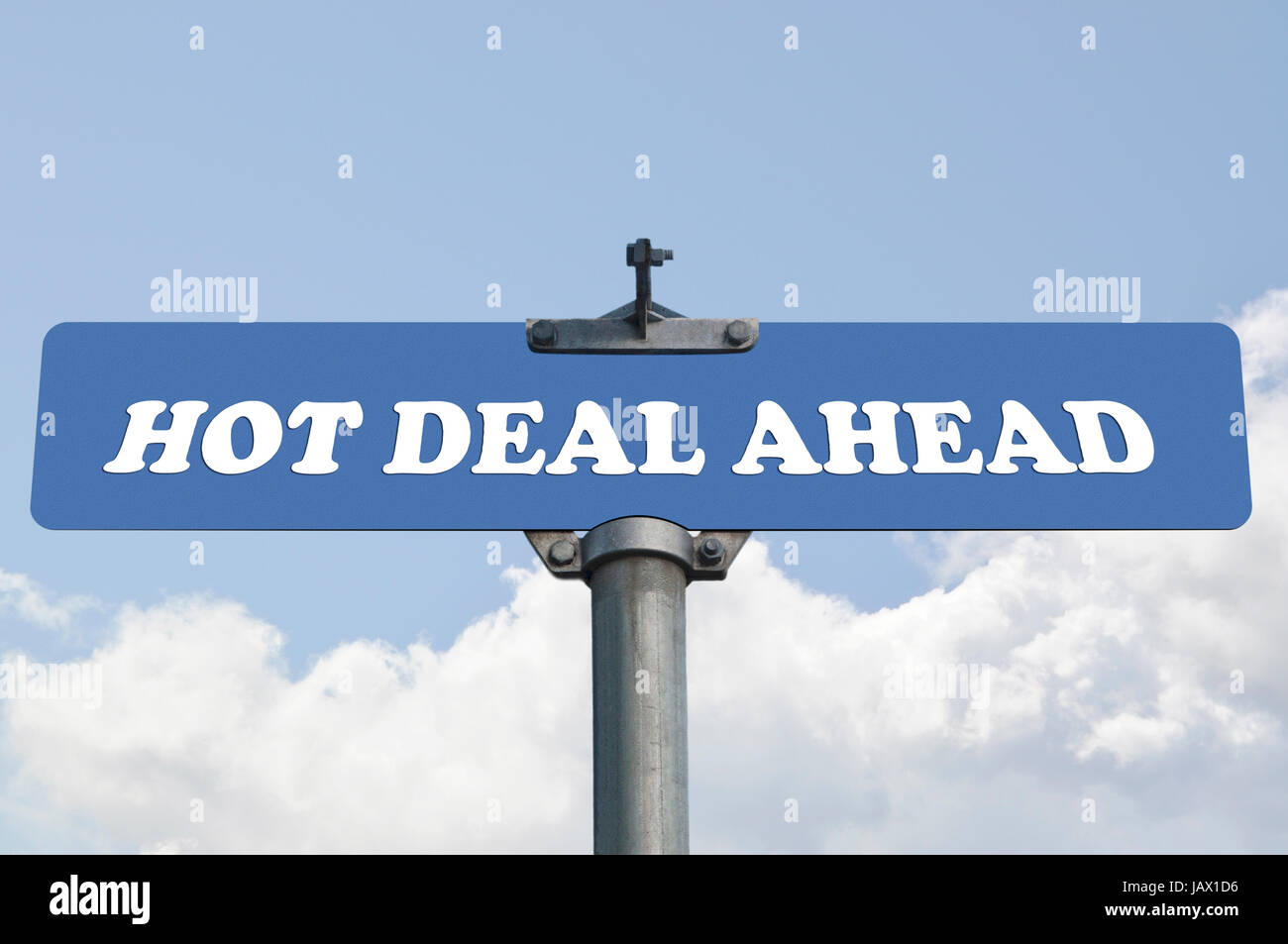 Hot deal ahead road sign Stock Photo - Alamy