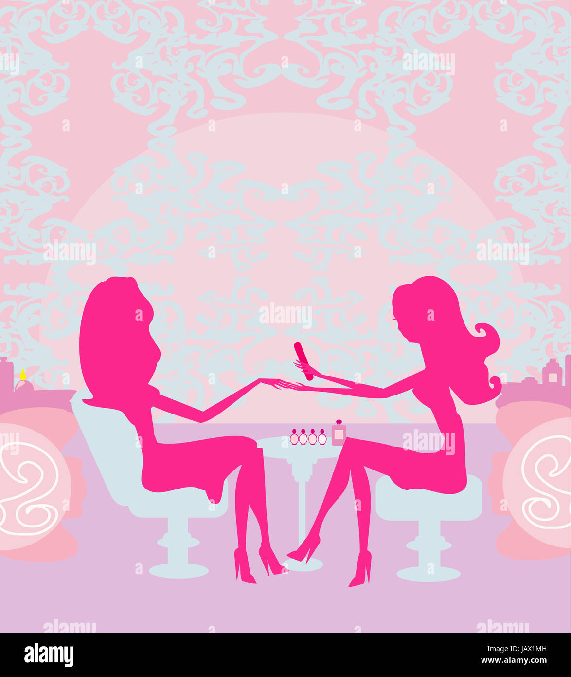 Young lady doing manicure in beauty salon Stock Photo - Alamy