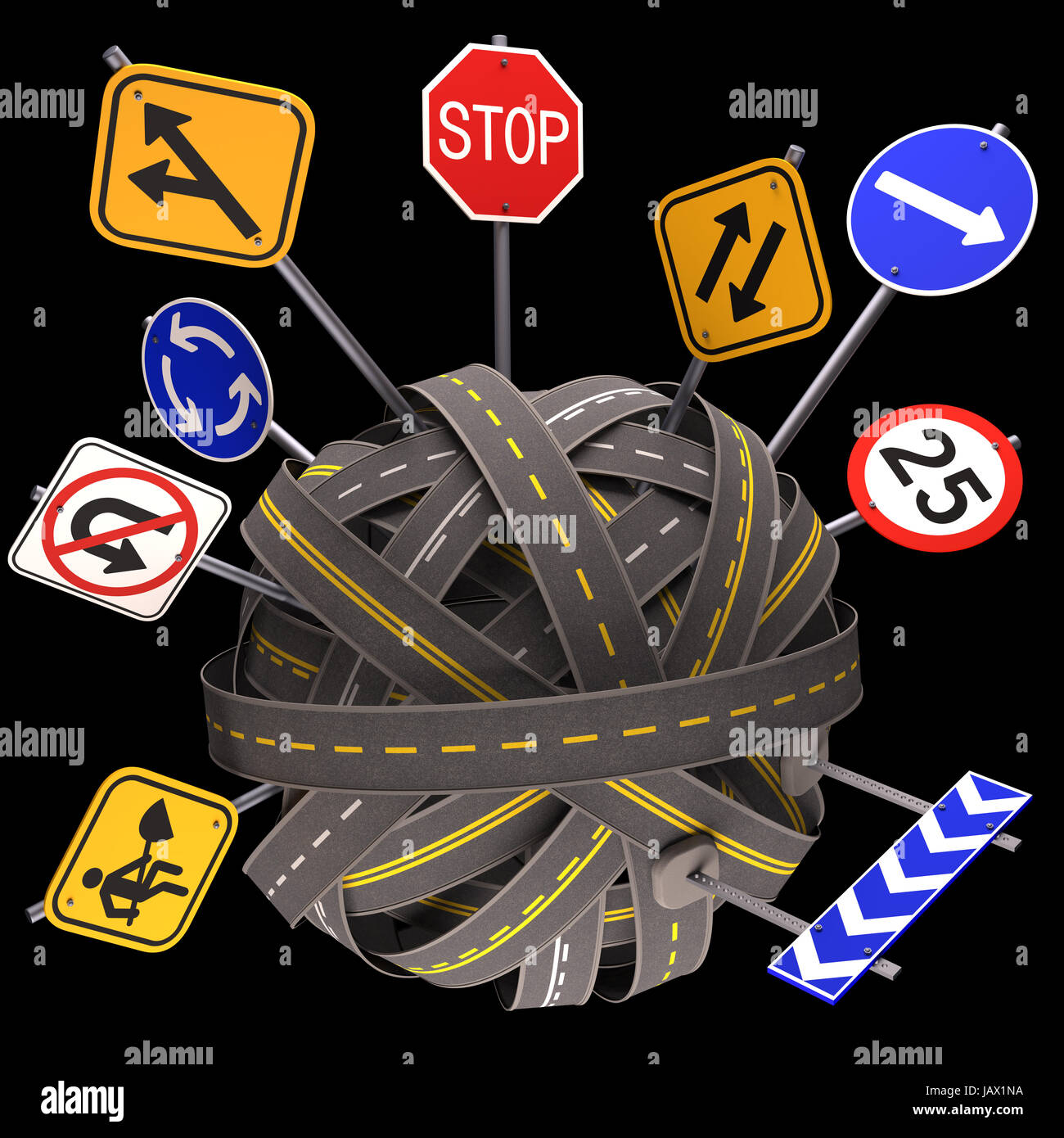 Road asphalt tangled and messy. Concept of mess on the way Stock Photo ...