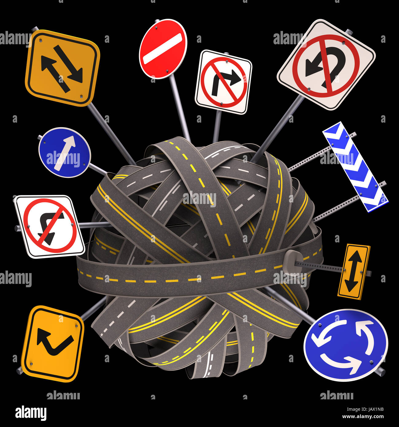 Road asphalt tangled and messy. Concept of direction Stock Photo - Alamy