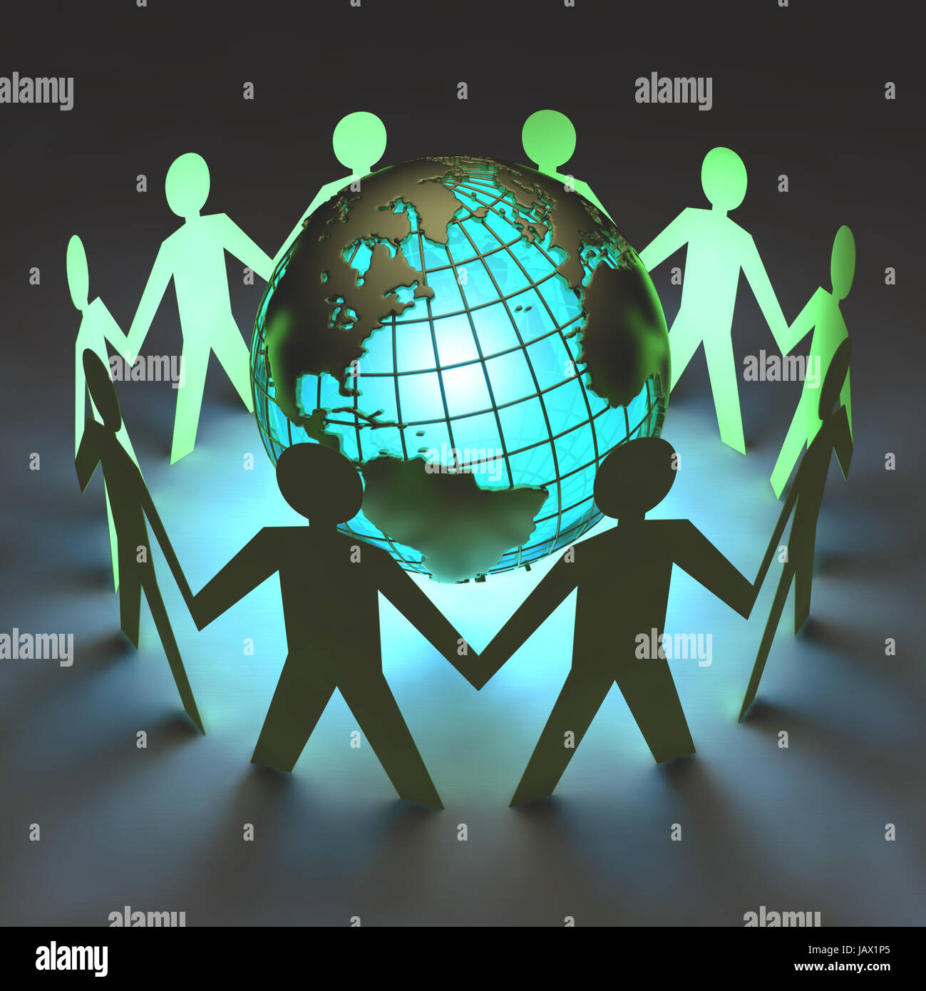 Planet Earth at the center of attention of humans. Concept of ecology ...