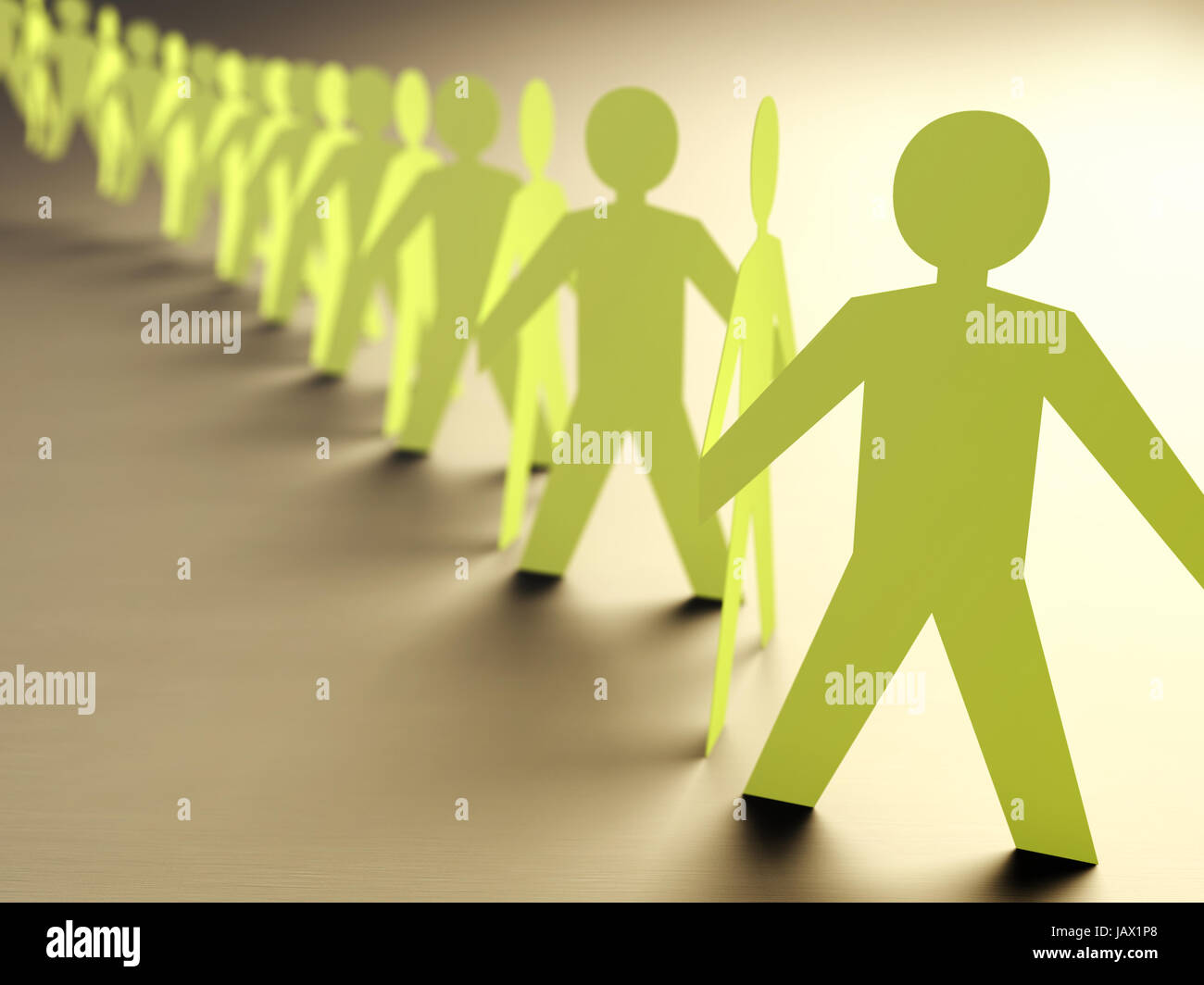 Cut paper forming a line of people. Concept of unity and group work ...