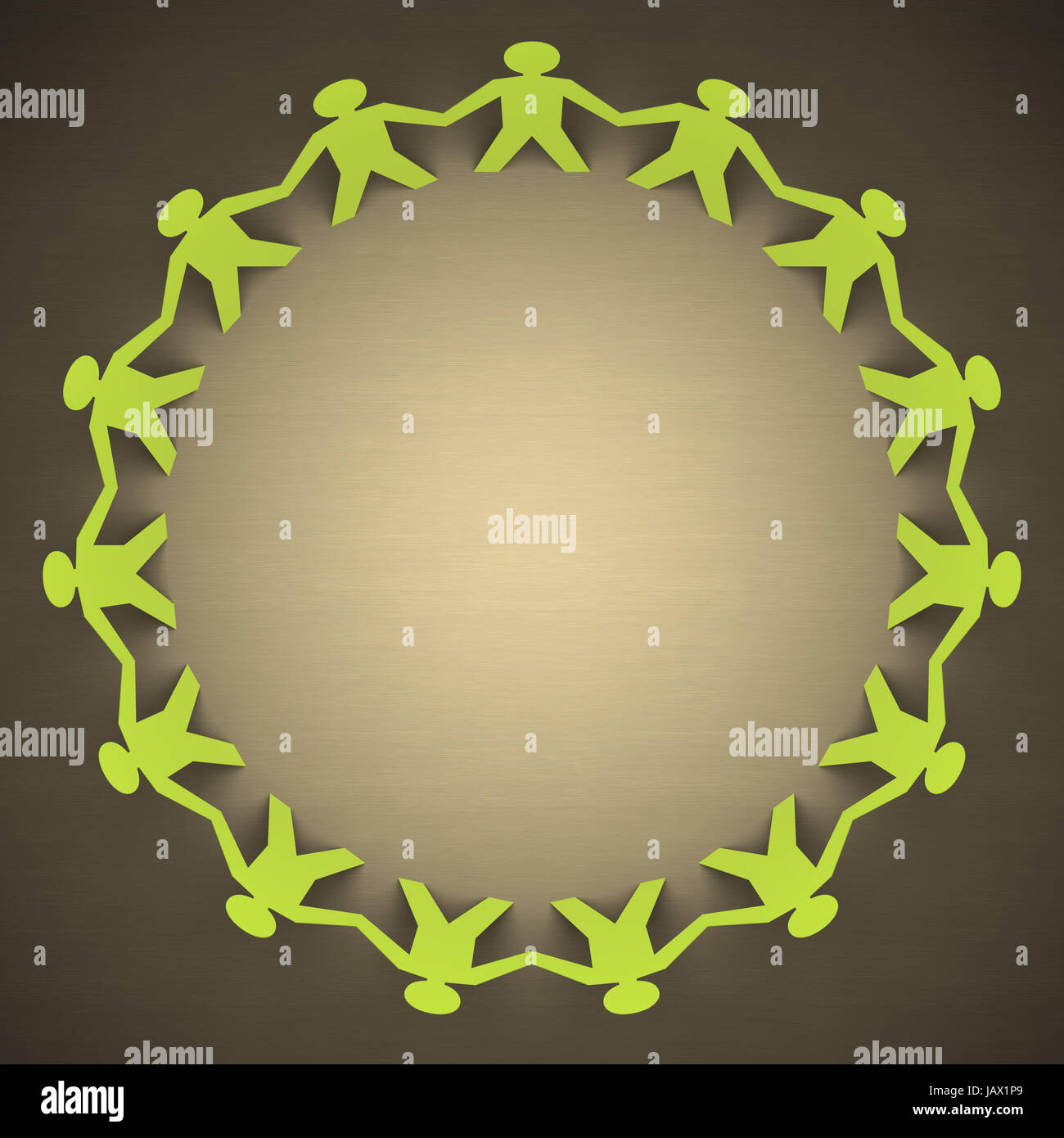 Paper people forming a circle of union. Your text on center Stock Photo ...