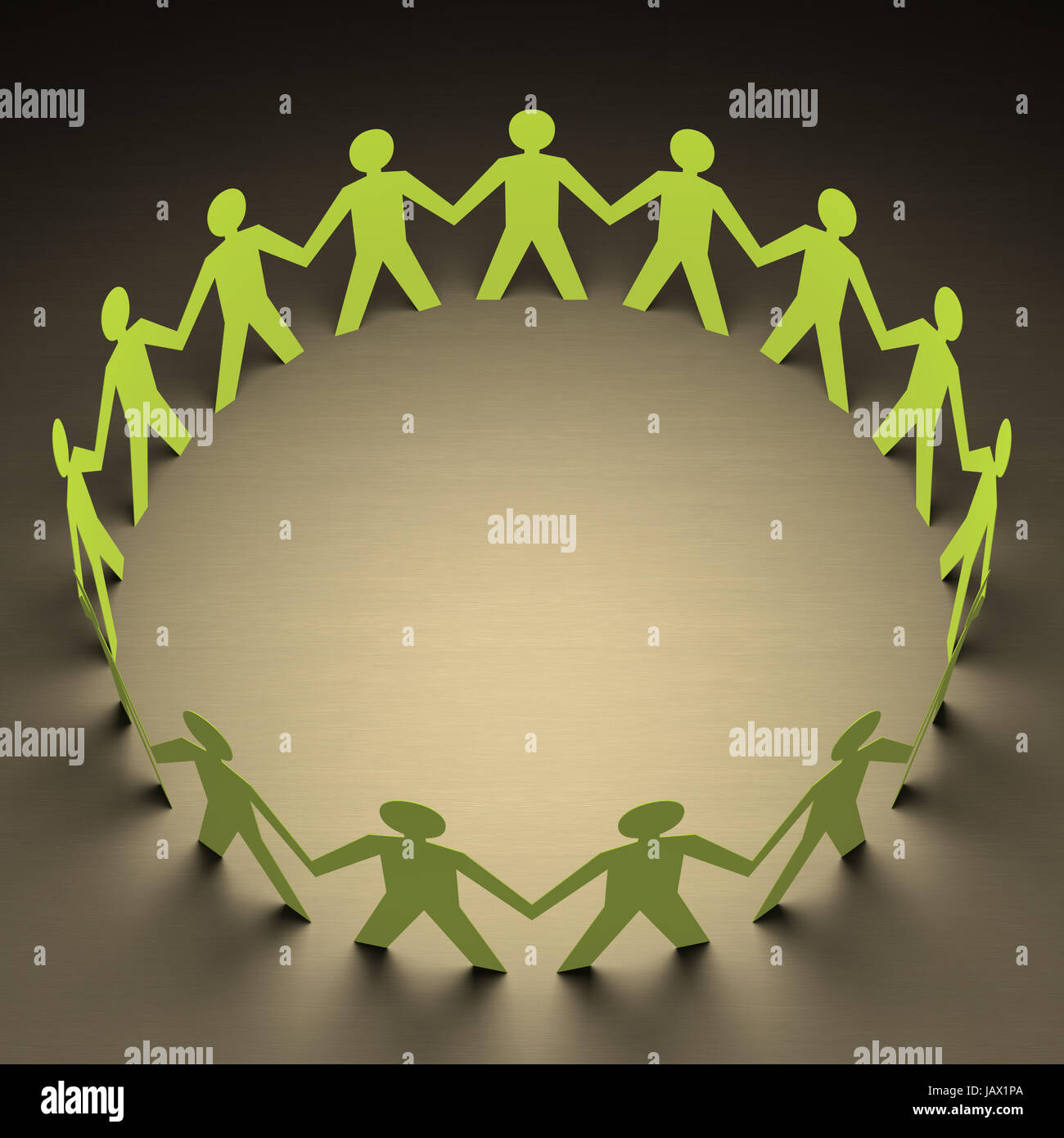 Paper people forming a circle of union. Your text on center Stock Photo ...