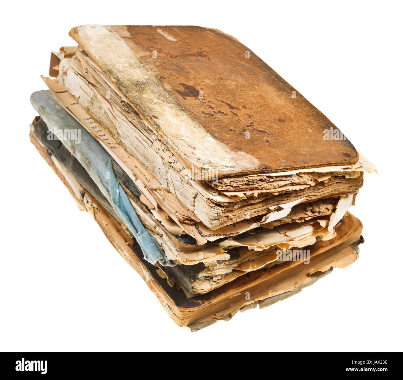 stack of old books isolated on white background Stock Photo - Alamy
