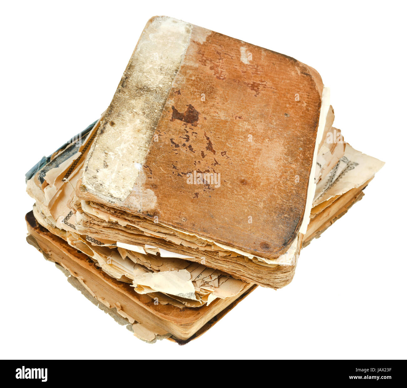top view of stack of antique books isolated on white background Stock ...
