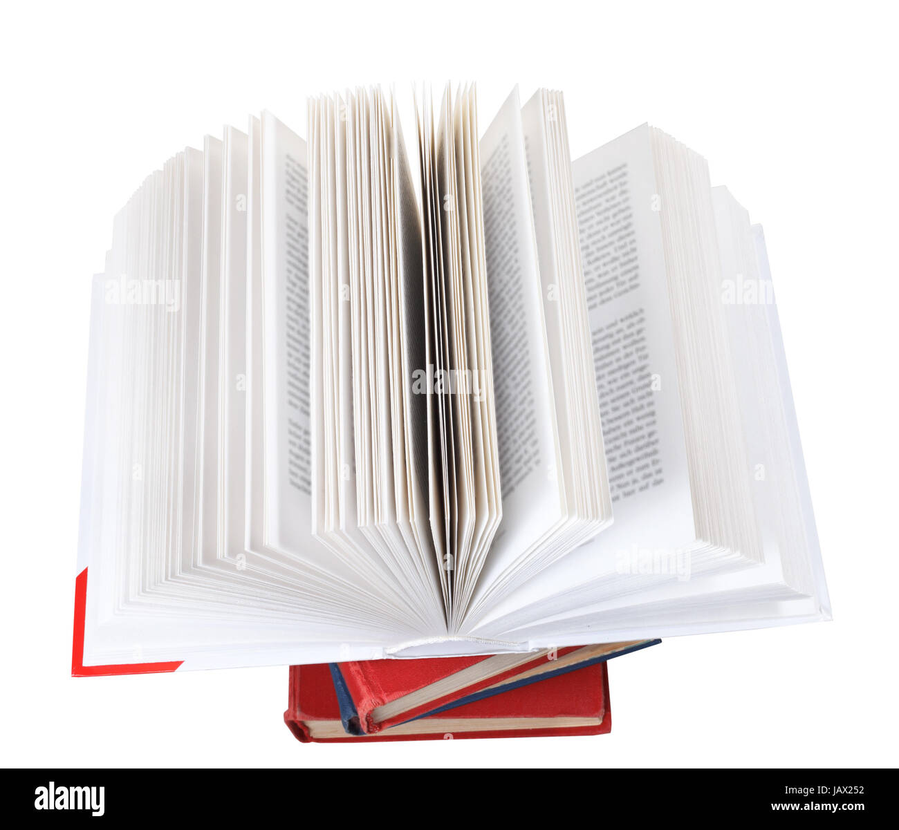 open book on top of stack of books isolated on white background Stock ...