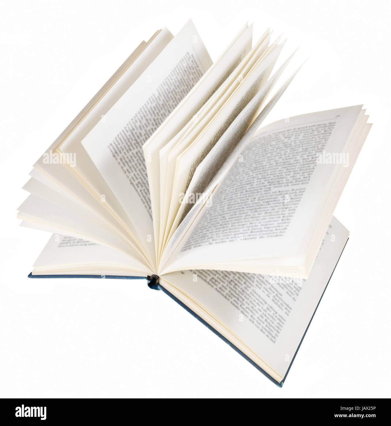 blue fanned open book isolated on white background Stock Photo - Alamy