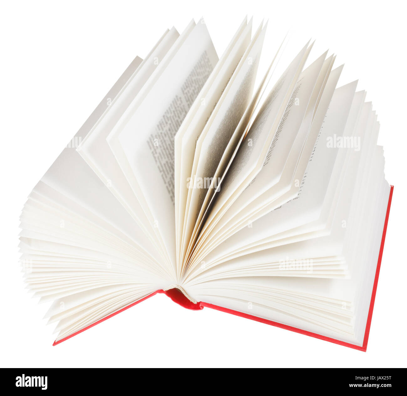 red fanned open book isolated on white background Stock Photo - Alamy