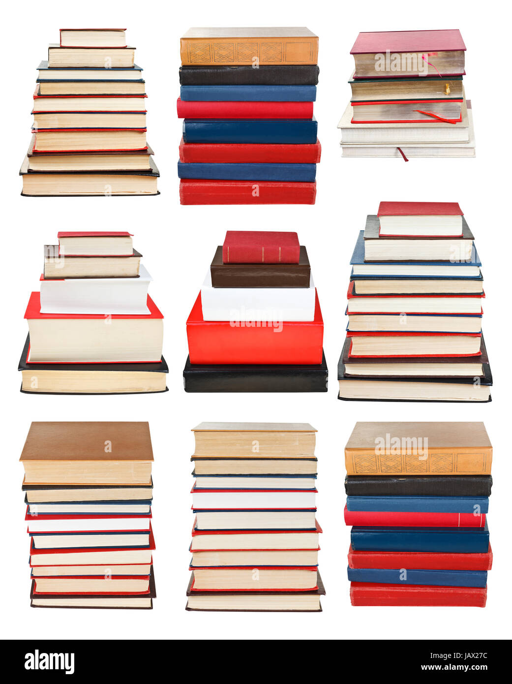 set from piles of different sizes books isolated on white background ...