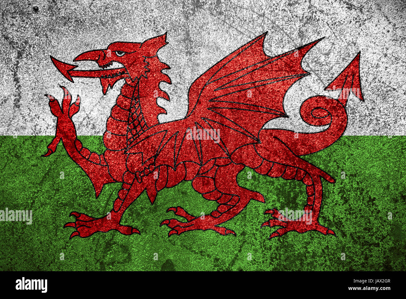 flag of Wales or Welsh banner on rough metal background Stock Photo - Alamy