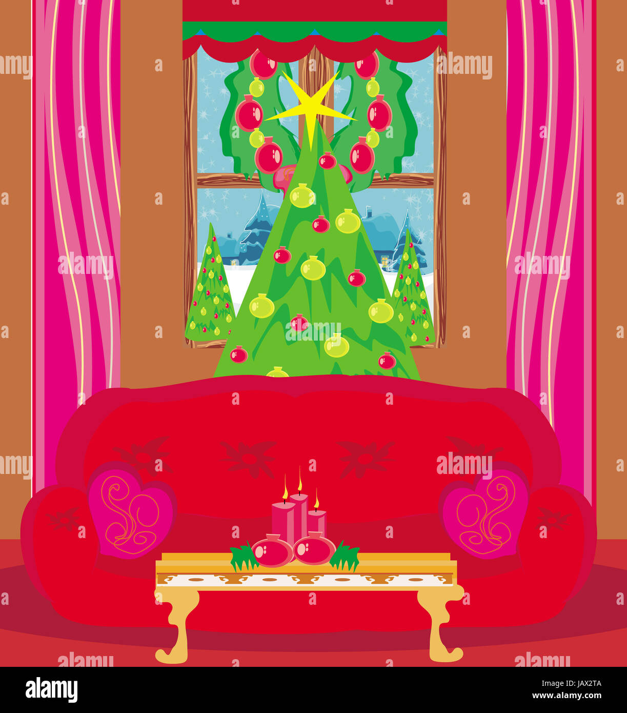 living room at Christmas time Stock Photo - Alamy