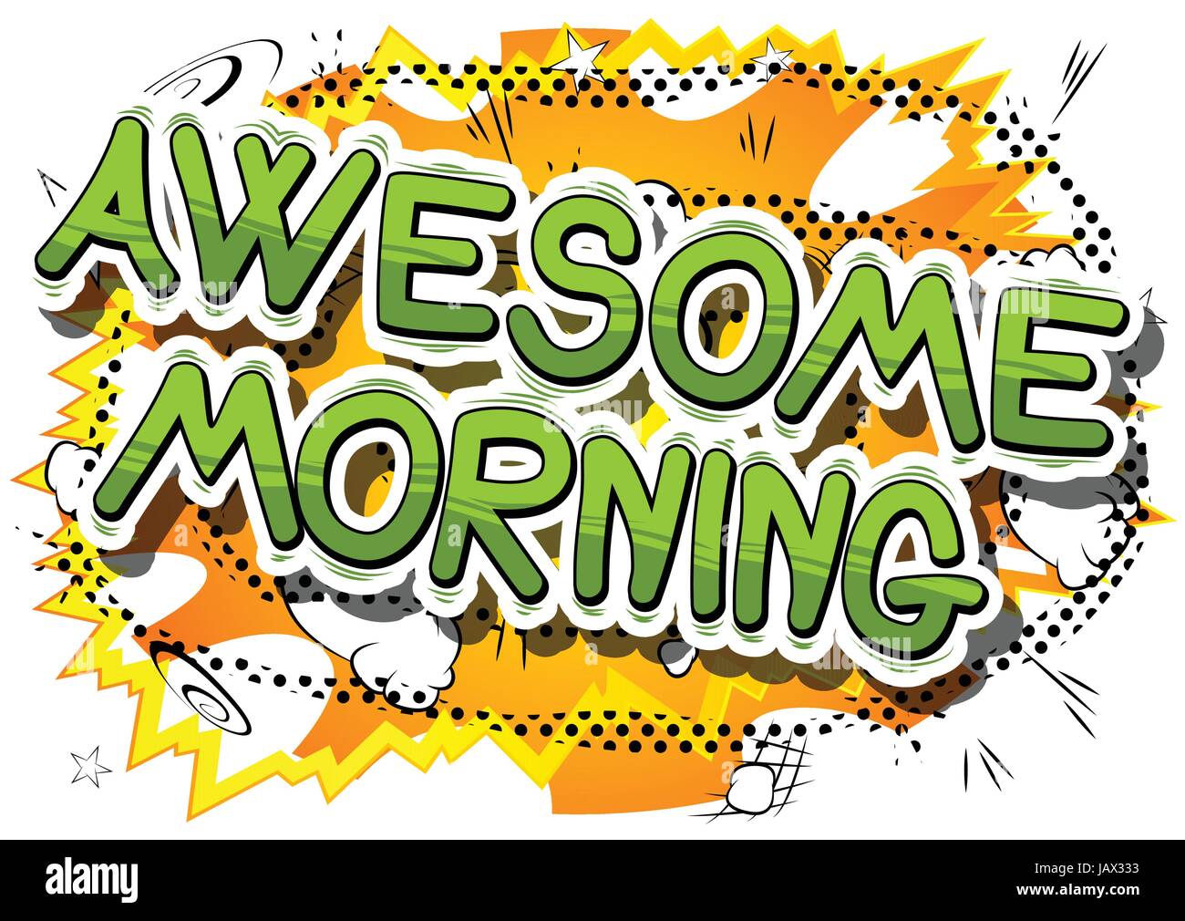 Awesome Morning - Comic book style phrase on abstract background Stock ...