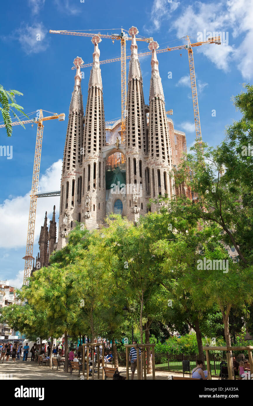 Famous architecture masterpiece Sagrada Familia in Barcelona, Spain ...
