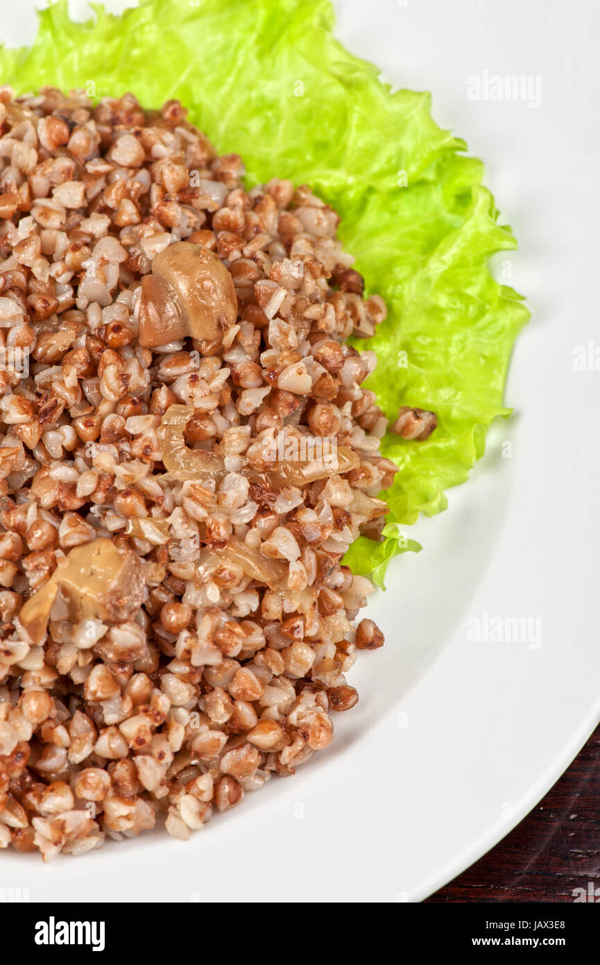 Russian traditional buckwheat with mushrooms and onion Stock Photo - Alamy