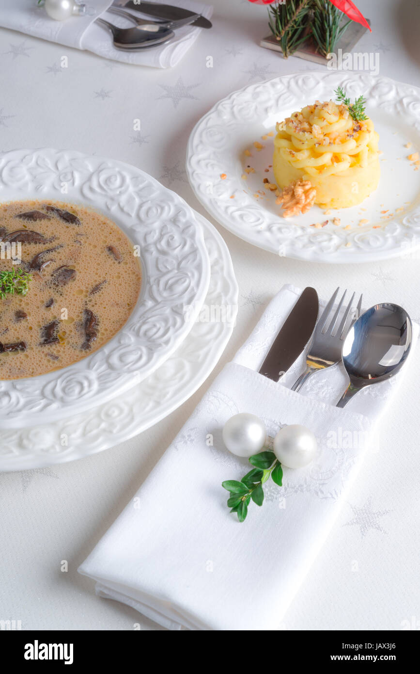 Christmas mushroom soup Stock Photo - Alamy