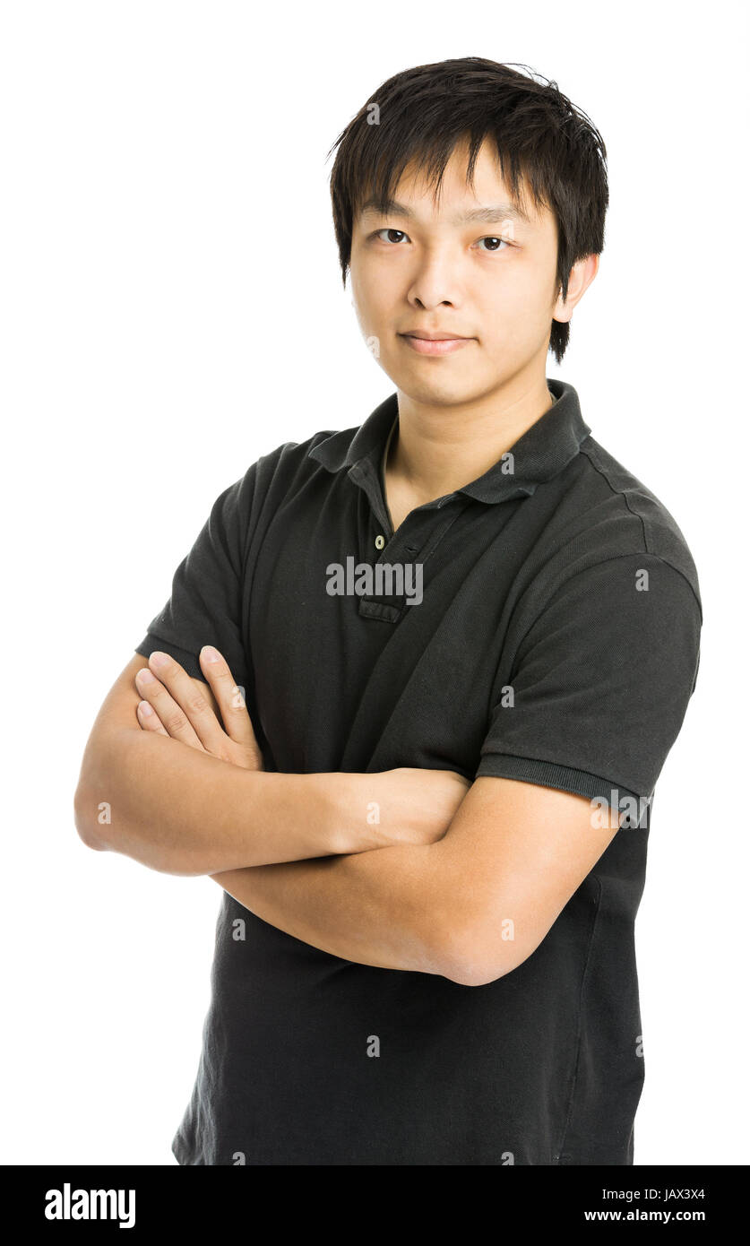 Young Asian man on white background Stock Photo - Alamy