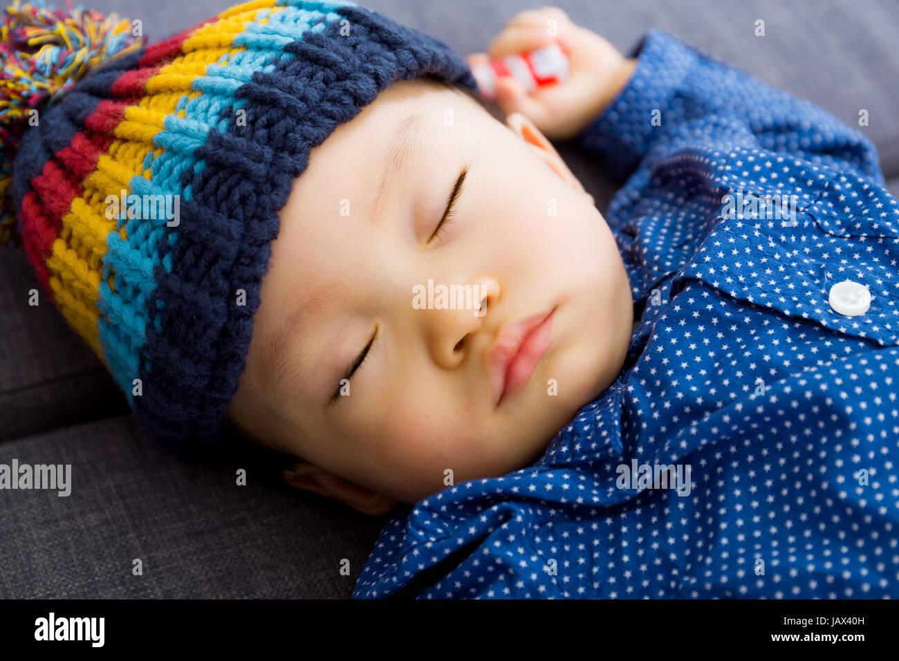 Asian baby boy take a nap Stock Photo - Alamy