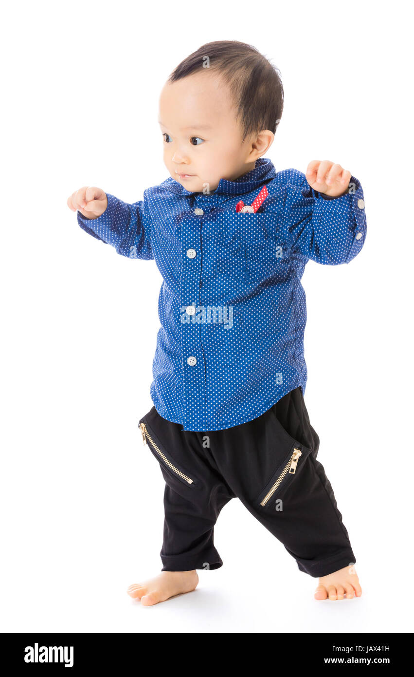 Asian baby boy learn to walk Stock Photo - Alamy