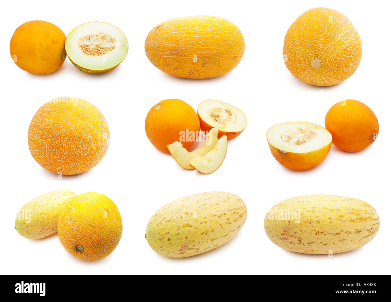 Collection of fresh juicy melons isolated on white background Stock ...