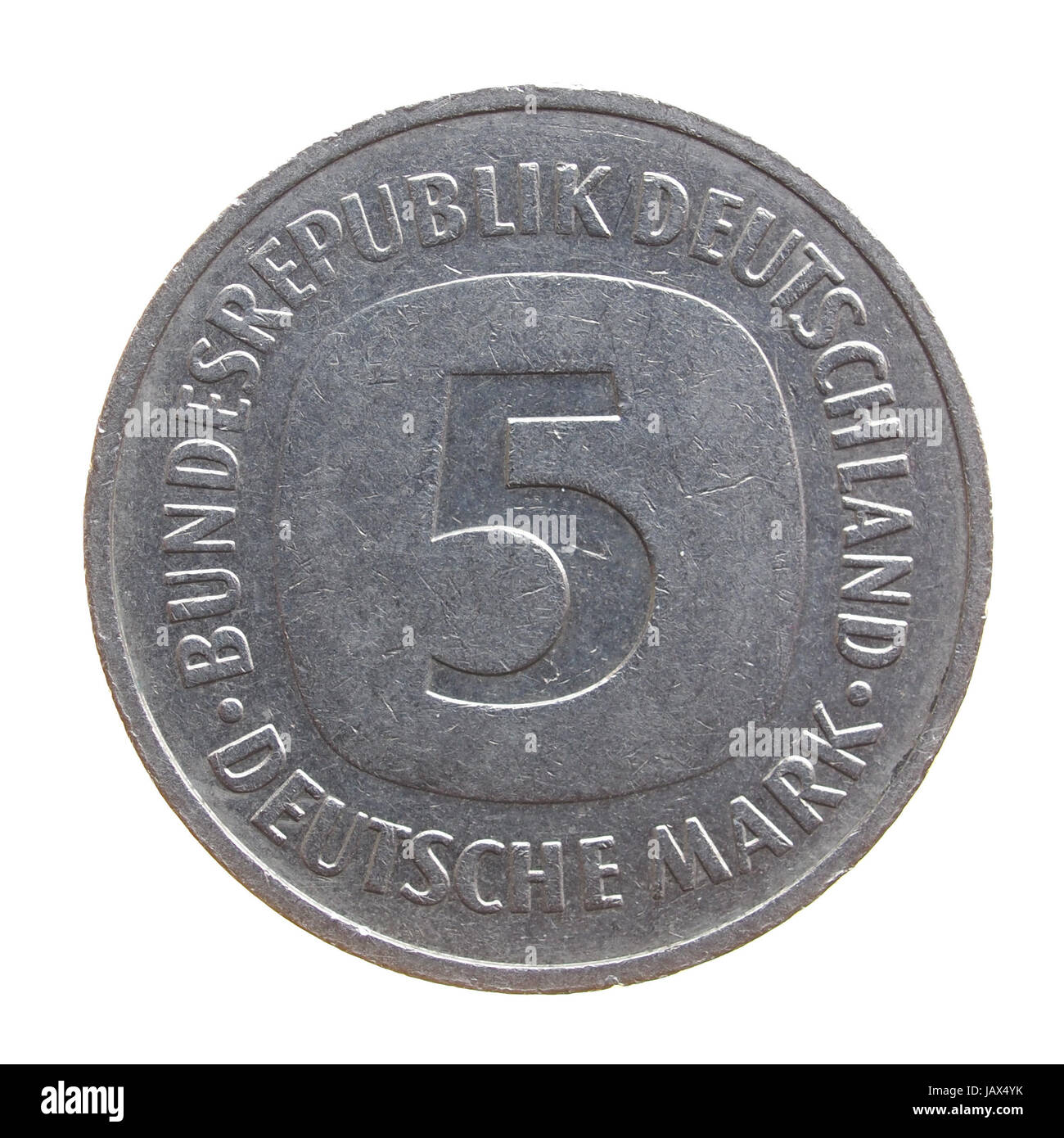 Five Deutsche Mark coin isolated over a white background Stock Photo ...
