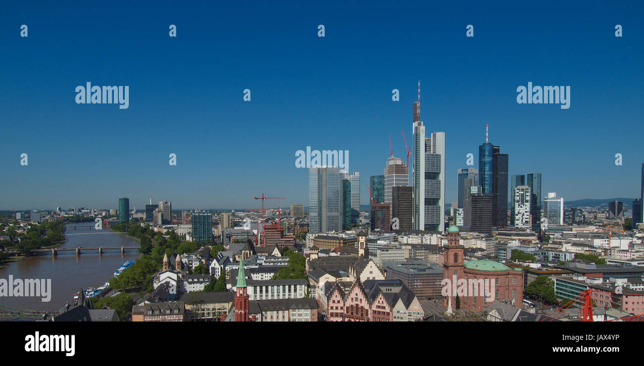 Aerial view of the city of Frankfurt am Main in Germany - wide ...