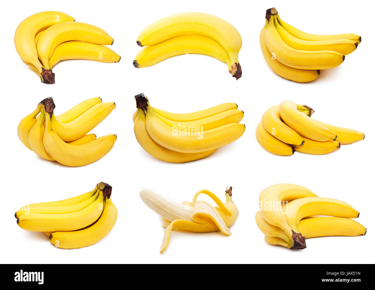 Collection of yellow bananas isolated on white background Stock Photo ...